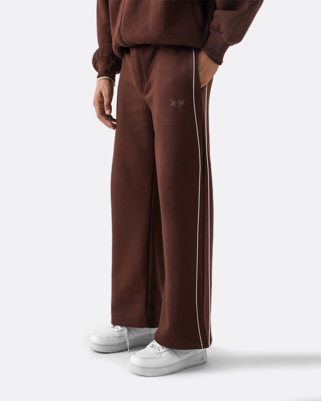 Brown Piping Fleece Trouser – AWKWRDx